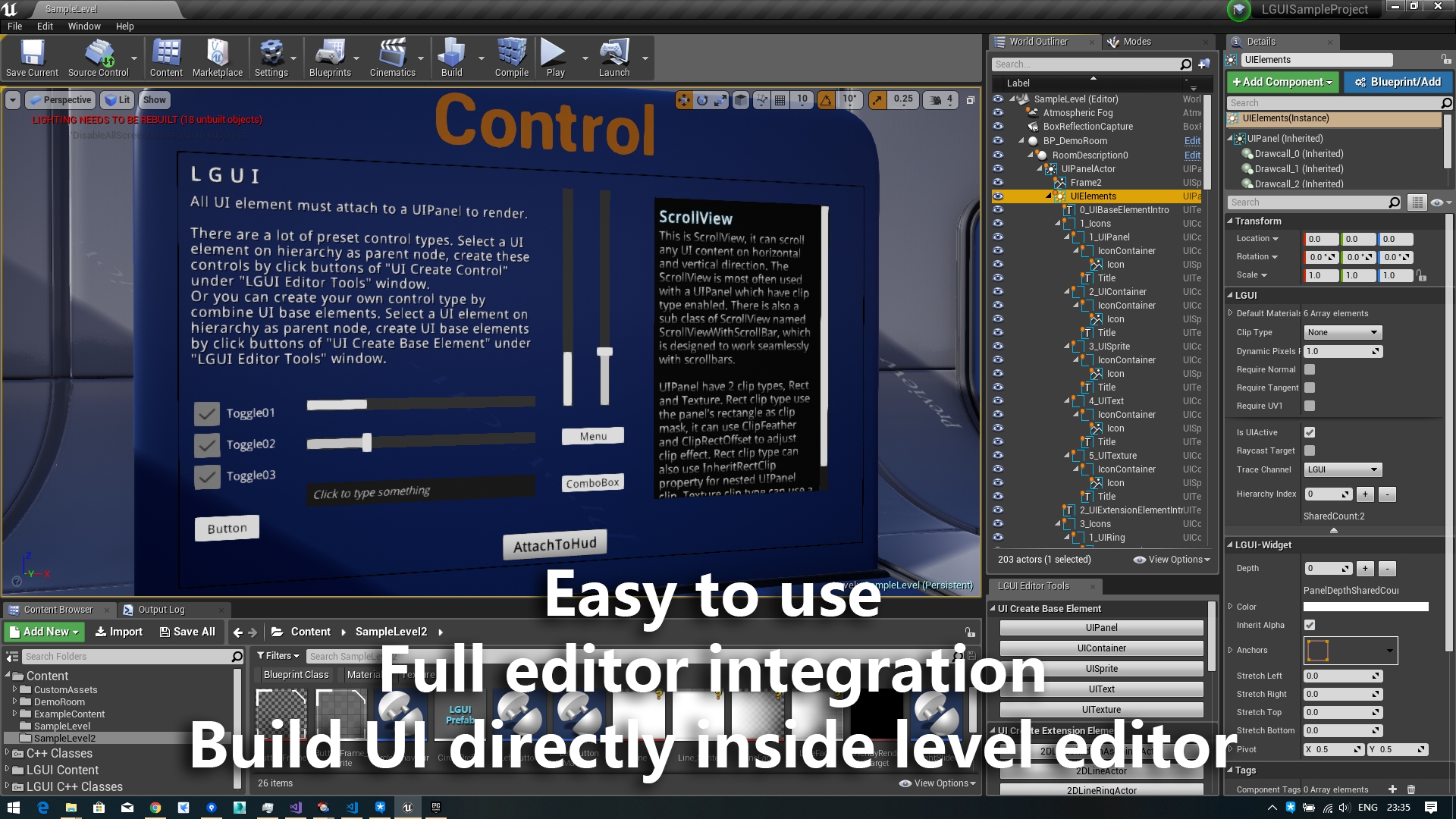 Lgui 3d Ui For Unrealengine In Code Plugins Ue Marketplace
